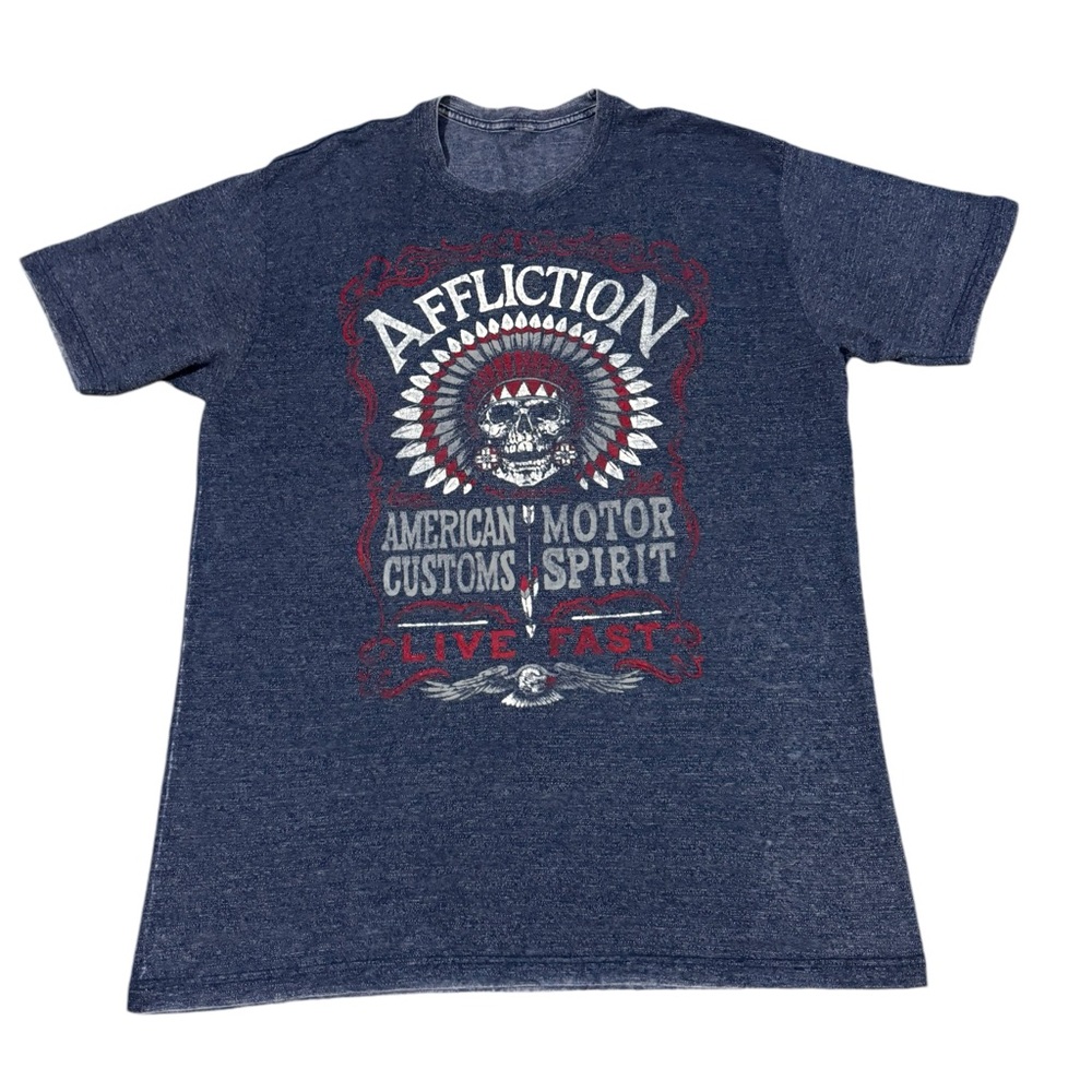 Affliction Reversible Skull Native American Shirt Men… - Gem